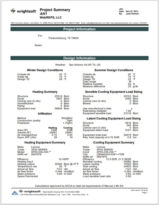 Manual J Service Just 99 Heat Load Calculation