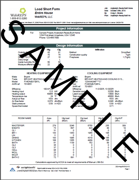 Manual J Service Fast - Heat Load Calculation